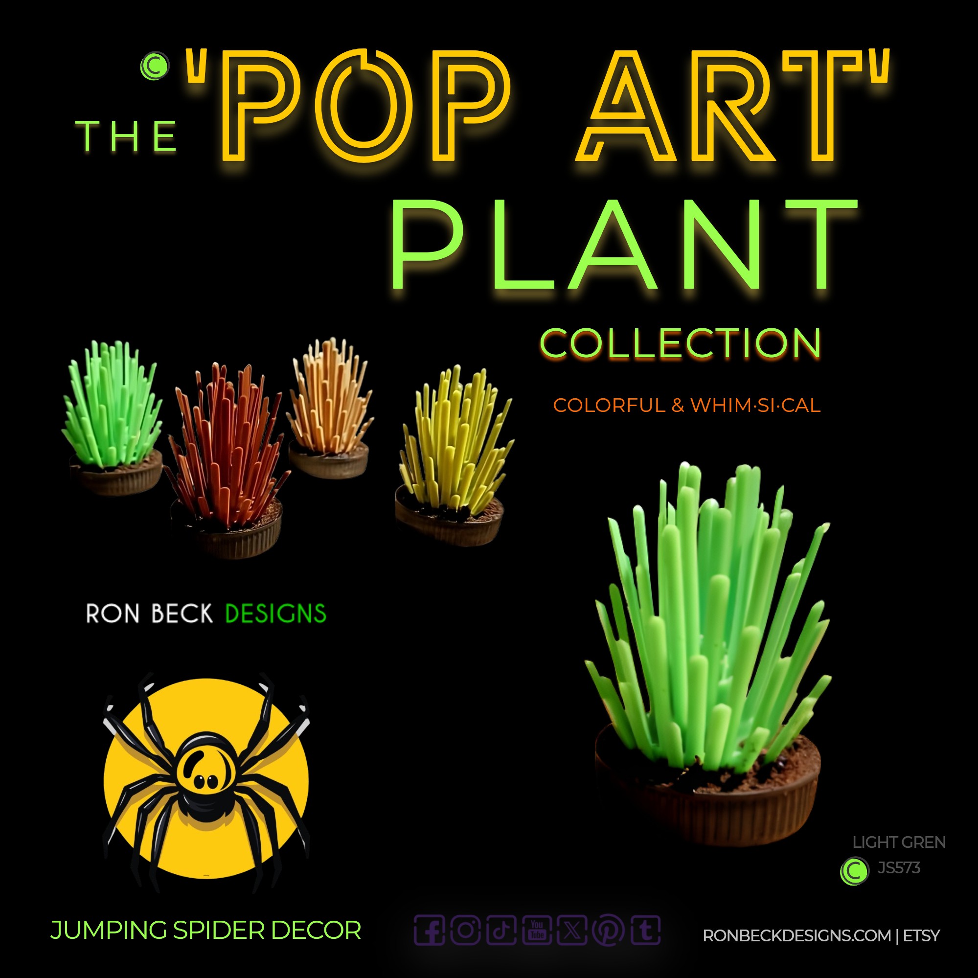 Artificial Tree Fern Trunk - Pop Art Plant | Jumping Spider Insect ...